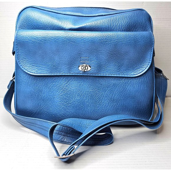 Sears | Bags | Vintage Sears Blue Faux Leather Messenger Bag Adjustable ...